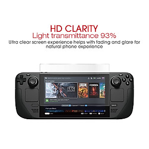 [2PACK] TS TRANSETT Tempered Glass Screen Protector Compatible with Valve Steam Deck, 9h Hardness, 0.33mm Thickness, DOES NOT interfere with touchscreen sensitivity