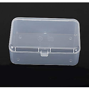 AKOAK Clear Polypropylene Rectangle Mini Storage Containers Box with Hinged Lid for Accessories,Crafts,Learning Supplies,Screws,Drills,Battery,Pack of 4 (3.46" x 2.24" x 1.18")