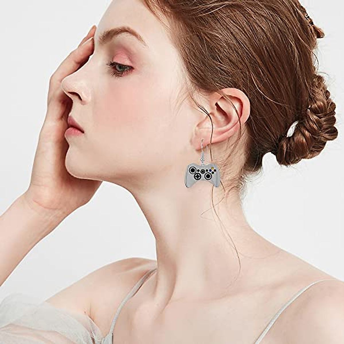 KVANU Unique 80s 90s Punk Stainless Steel Video Game Control Consoles Dangle Drop Earring for Women Men Her Game Enthusiast Game Lover Jewelry Gift (Style-3)