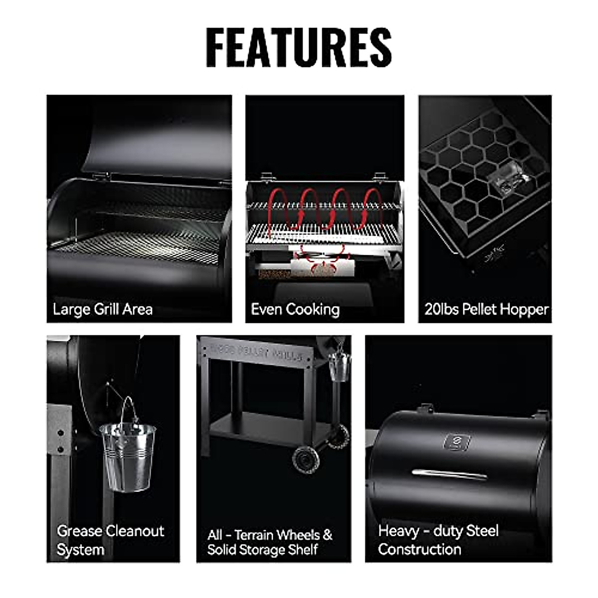 Z GRILLS Wood Pellet Grill BBQ Smoker for Outdoor Cooking with Meat Probe and Cover, ZPG-7002B Black