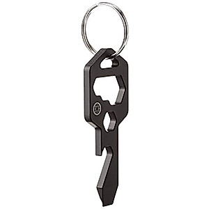 CLOSS 8 in 1 Titanium Multitool Keychain- Bottle Opener, Screwdriver and Wrench (Black) (1, Black)