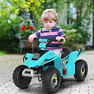 HONEY JOY Ride On ATV, 6V Mini Off-Road Battery Powered Motorized Quad for Kids, 2 Speeds, Anti-Slip Wheels, RWD 4-Wheeler Electric Ride On Toy Car for Toddlers (Blue)