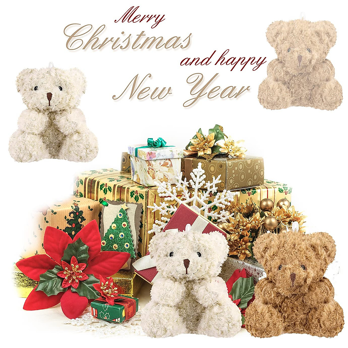 10 Pieces Plush Mini Teddy Bear 4 Inch Stuffed Animals Tiny Soft Bear Doll for Graduation Birthday Wedding Baby Shower Decorations Party Favors DIY Keychain Bag Decor(5Brown,5Apricot)