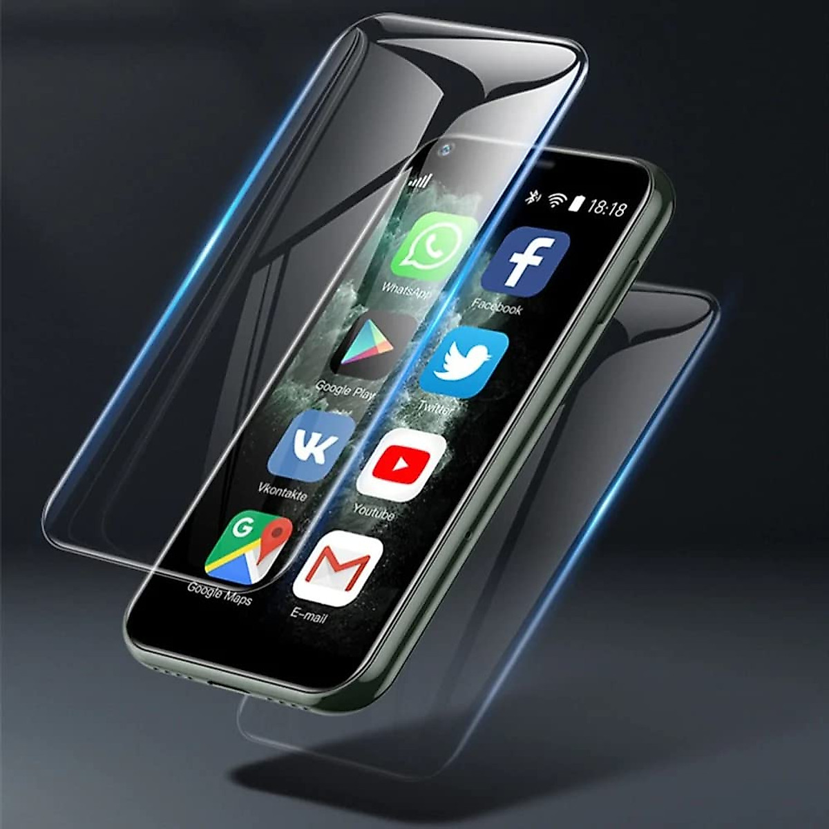 SOYES XS11 3G Mini Smartphone 2.5Inch WiFi GPS China Mobile 1GB RAM 8GB ROM Quad Core Android Cell Phones 3D Glass Slim Body HD Camera Dual Sim Google Play Cute Smartphone (Green)