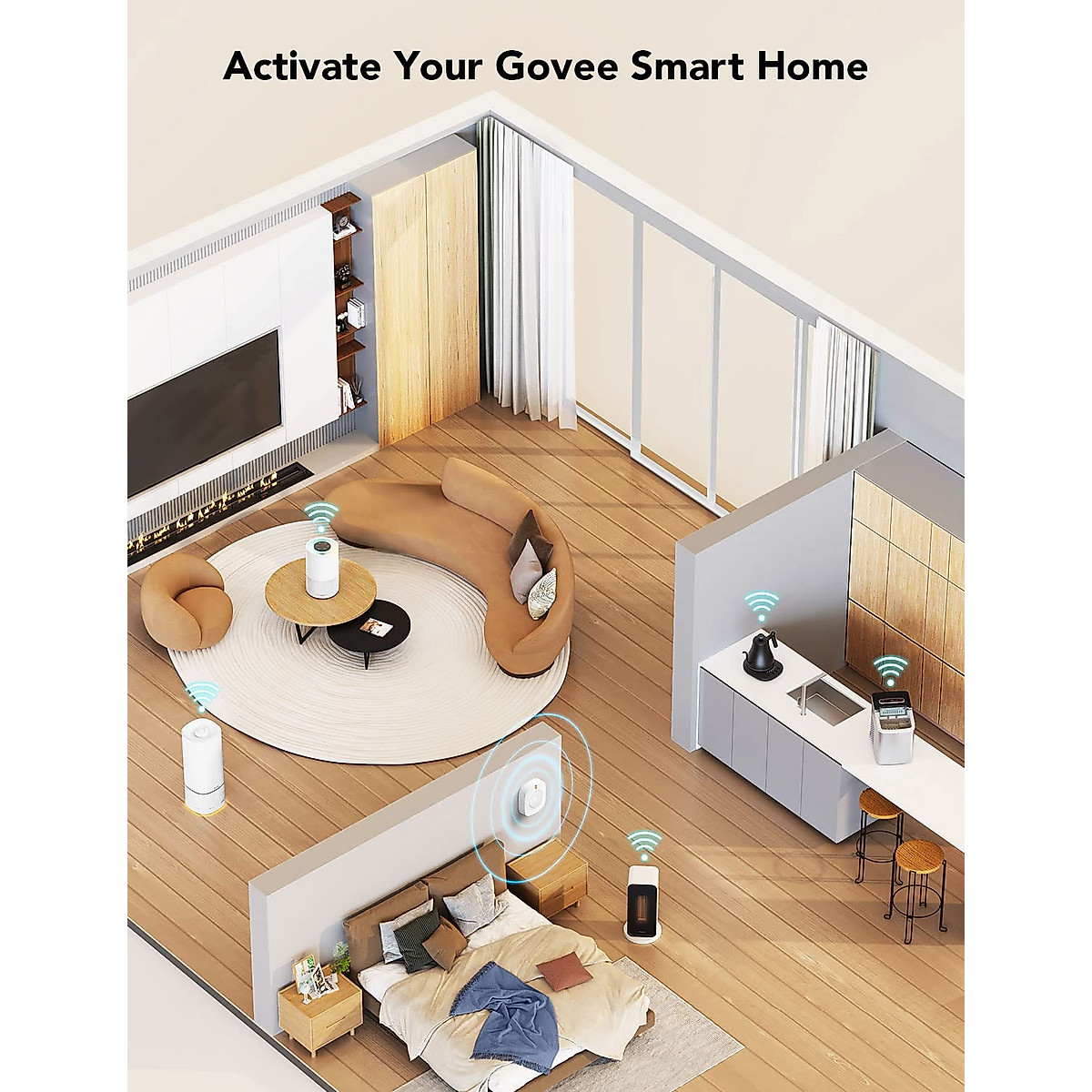 GoveeLife Wireless Mini Smart Button Sensor, Group Control Multiple Devices, Versatile Control Button, Battery Powered, Supports Most Govee Smart Products(Can't be used independently)