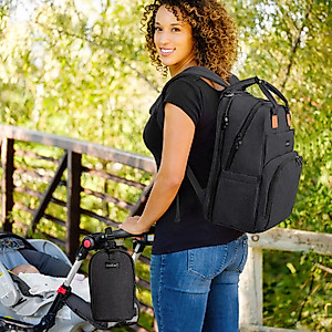 Backpack Diaper Bags For Toddler Boy Girl Baby Bags For Newborn Unisex Dad Mom With Changing Pad, Bottle Insulation Bags And Stroller Straps (Black)