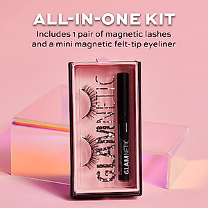 Glamnetic Magnetic Eyelashes Lash Kit | Virgo + Magnetic Eyeliner Pen Lashes Pack, Dramatic Long Eyelash Kit, Reusable up to 60 times - 1 pair + liner