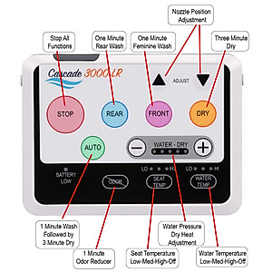 Cascade 3000 Bidet Seat (White, Elongated, Large Remote)