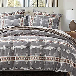 Levtex Home - Corrales Duvet Cover Set - King Duvet Cover + Two King Pillow Shams - Aztec - Grey, Brick Red, Cream and Taupe - Duvet Cover (106 x 94in.) and Pillow Shams (36 x 20in.) - Cotton