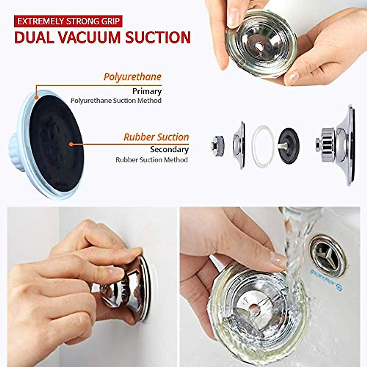 Bath Beyond BATHBEYOND Shower Caddy Suction Cup Tier Shower Shelf - Adjustable Shower Caddy 400 Stainless Steel No-Drilling and Extra Adhesive Sticker for More Stronger Suction (3Tier)