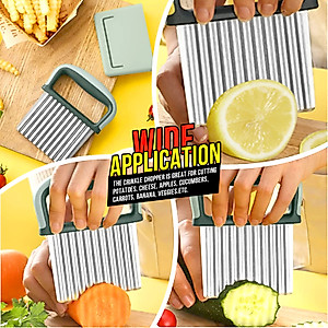 Crinkle Cutter, HNYYZL Wavy Crinkle Cutter Stainless Steel 2 PCS, Wavy Knife Crinkle Wavy Chopper Cutter, Cutting Tool for Veggies, French Fry Potatoes