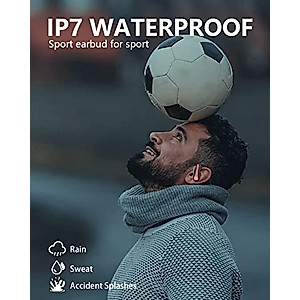 Bluetooth Earbuds 5.3 Sports Wireless Earbuds with Earhooks 2023 NEW Bluetooth Wireless Headphones Over-Ear 120H Playtime with Dual LED Display Red Earphones Deep Bass Bluetooth Ear buds for Workout