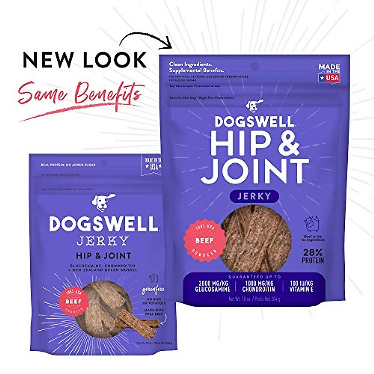 DOGSWELL 842190 Hip & Joint Beef Jerky Pet Food, 10 Oz (842190)