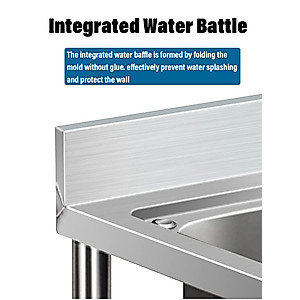 WAHHWF Freestanding Kitchen Sink for Home, Simple Stainless Steel Utility Sink with Stand for Garage, Restaurant, Kitchen, Laundry, Outdoor Sink