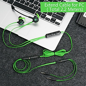 BlueFire Wired Gaming Earphone 3.5 MM E-Sport Earphone Noise Cancelling Stereo Bass Gaming Headphone with Adjustable Mic for PS4, Xbox One, Laptop, Cellphone, PC (Green)