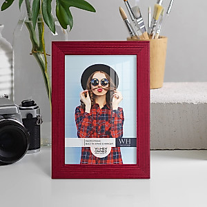 Renditions Gallery 5x7 inch Picture Frame Set of 2 High-end Modern Style, Made of Solid Wood and High Definition Glass Ready for Wall and Tabletop Photo Display, Red Frame