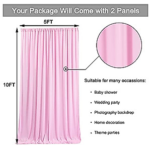 10 ft x 10 ft Wrinkle Free Pink Backdrop Curtain Panels, Polyester Photography Backdrop Drapes, Wedding Party Home Decoration Supplies