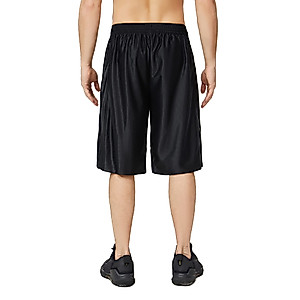 Men's Quick-Dry Athletic Shorts - Mesh-Lined, Pocketed, Over-Knee with 11"-13" Inseam,Adjustable Drawstring, Large, Black