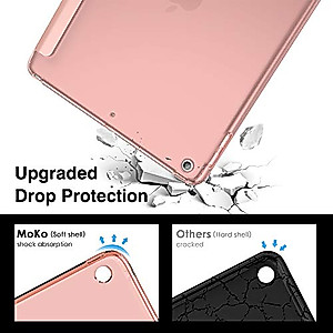 MoKo Case for iPad 9th Generation 2021/ iPad 8th Generation 2020/ iPad 7th Generation 2019, Soft Translucent TPU Frosted Back Cover Slim iPad 10.2 inch Case with Stand, Auto Wake/Sleep, Rose Gold