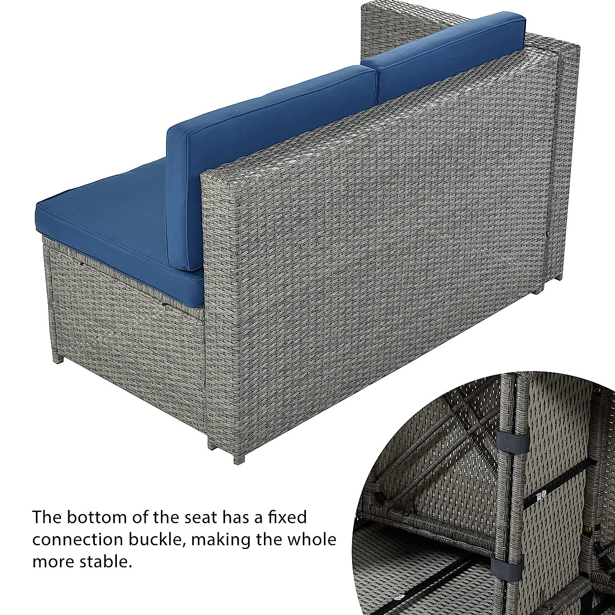 Merax 9 Pieces Patio Furniture Set Outdoor Conversation PE Wicker Rattan Sectional Sofa, Coffee Table and Ottoman, Gray