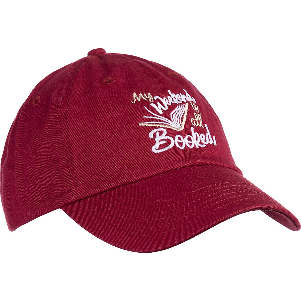 Ann Arbor T-shirt Co. My Weekend is All Booked | Funny Cute Book Club Reader Reading Women's Baseball Dad Hat-Cardinal