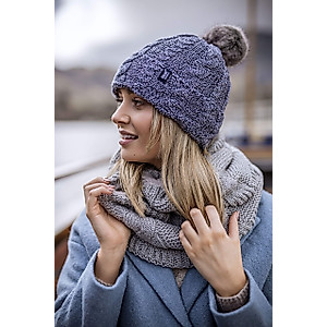 Heat Holders - Womens Thick Knit Thermal Winter Warm Beanie Hat with Pom Pom (One Size, Light Grey)