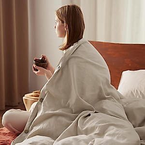 Bedsure Linen Duvet Cover King - Linen Cotton Blend Duvet Cover Set, Linen Color, 3 Pieces, 1 Duvet Cover 104 x 90 Inches and 2 Pillowcases, Comforter Sold Separately