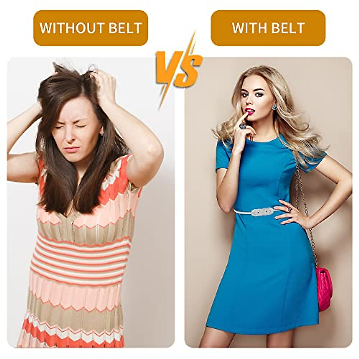 Giantree Women Skinny Belt, Metal Corset Belt Thin Waist Belt Stretch Waist Belt for Dress(Silver)