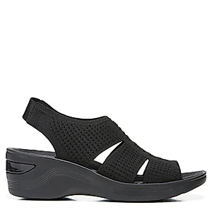 BZees Womens Double Up Sandal Black Knit 7.5 M