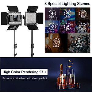 GVM RGB Video Lighting, 360° Full Color Led Video Light with APP Control, 3 Packs 850D Photography Lighting Kit CRI 97, YouTube, Aluminum Alloy Shell
