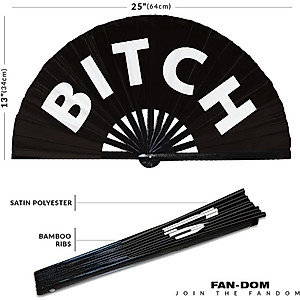 Bitch Please Hand Fan Foldable Bamboo Bitch Hand Fan Bitch Please Folding Fan Words Expressions Statement Gifts Festival Accessories (Bitch (Black))
