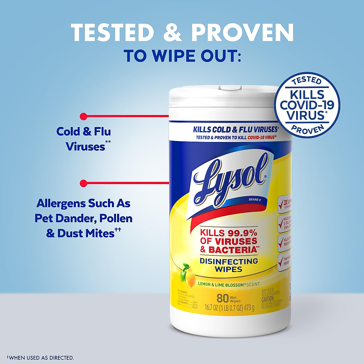 Lysol Disinfectant Wipes Multi-Surface Antibacterial Cleaning Wipes For Disinfecting and Cleaning Lemon and Lime Blossom 80 Count (Pack of 2)