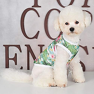 SMALLLEE_LUCKY_STORE Dog Hawaiian Shirt Pet Cat Summer Sleeveless T Shirt Quick Dry Cool Mesh Vest Boy Girl Small Dog Clothes,Pineapple Print,Size M