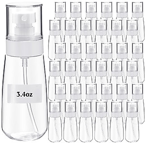 36 Pcs Small Spray Bottle 3.4 Oz/ 100 ml PETG Fine Mist Spray Bottles Hair Leak Proof Travel Size Spray Bottle Cute Mini Empty Cosmetic Refillable Travel Containers for Perfume with 40 Labels