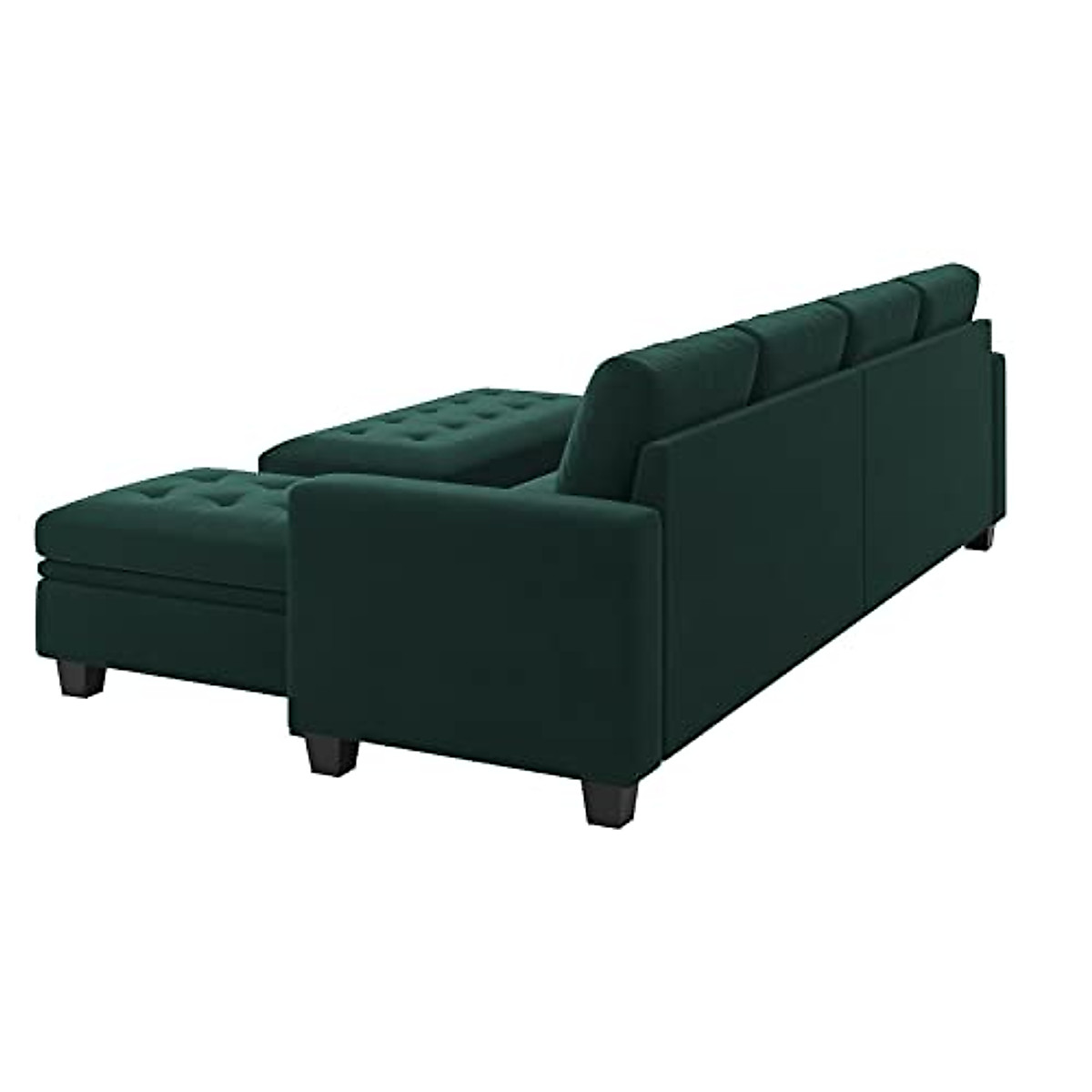 Belffin Velvet Convertible 4-Seat Sectional Sofa with Reversible Chaise L Shaped Sofa Couch Furniture Sets Sectional Couch with Storage Ottoman Green