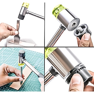 MotBach 2 Pack Double Head Plastic and Rubber Hammer, Double-Faced Soft Hammer(25mm and 35mm) with 4 Pcs Replacement Head(25mm and 35mm) for Jewelry, Leather Crafts, Wood, Flooring Installation