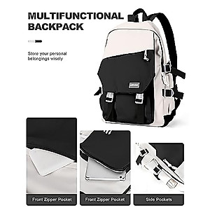 KEYEMP Fashion Backpacks for Men Women, 15.6 in Lightweight Travel Bag Casual Daypack,Cute Backpack for Aesthetic Travel Casual Day Pack,Bags for Work,Gift, Black