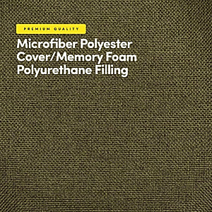 Sweet Home Collection Chair Cushion Memory Foam Pads Tufted Slip Non Skid Rubber Back U-Shaped 17" x 16" Seat Cover, Army Green 6 Count