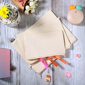 Frienda 12 Pieces Canvas Cosmetic Bag Multipurpose Cosmetic Pouch Zipper Makeup Bags Blank Make Up Purse for Women Travel Organize Storage, Multi Sizes