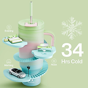 ENCOOL 40 oz Tumbler with Handle and Straw, 100% Leakproof Insulated Tumbler with Lid and Straw, Stainless Steel Travel Mug, Keeps Cold for 34 Hours, Car Cup Holder Friendly (Fairy)