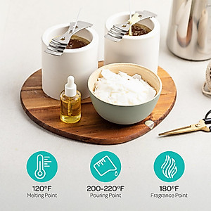 Hearts & Crafts Natural Soy Candle Wax and Candle Making Wax Supplies - 10 lbs Soy Wax for Candle Making - 100 6-Inch Pre-Waxed Candle Wicks - 2 Metal Centering Devices - 10 Pounds Soy Wax Flakes