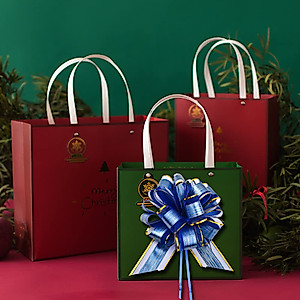 OPSFALCON 6PCS Large Pull Bow Gift Wrapping Bows, Wedding Gift Blue Ribbon Bow, Party Birthday Holiday Gift Wrapping Bow, Christmas, Valentine's Day Present Decoration Bow (Blue)