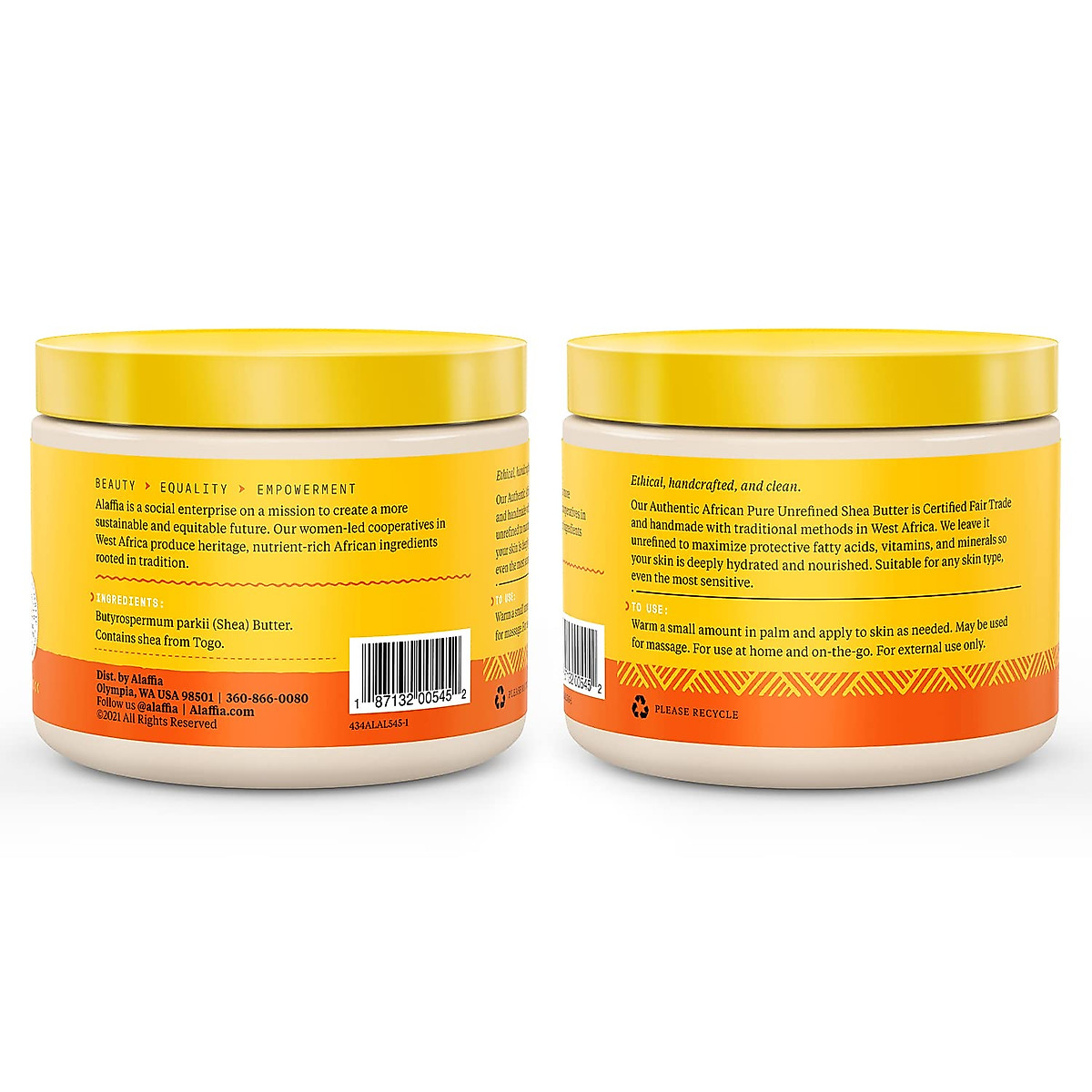 Alaffia, Pure Unrefined Shea Butter, Unscented, 11 oz