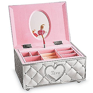 Lenox Personalized Childhood Memories Ballerina Jewelry Box, Custom Engraved Musical Jewelry Organizer, My First Jewelry Box for Kids, Children, Little Girls Pink