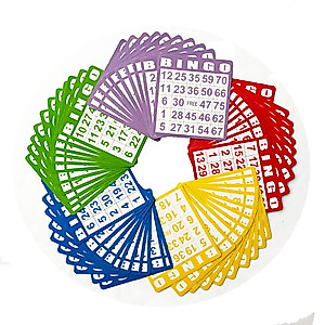 Yuanhe Bingo Cards Game Set - Includes 50 Bingo Cards and 500 Colorful Transparent Bingo Chips, for Bingo Games and Card Games