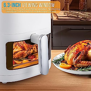 Bear Air Fryer, 5.3Qt for Quick and Oil-Free Healthy Meals, Easy View and Smart 8 in 1 Digital Touchscreen, Shake Reminder, Dishwasher-Safe & Non-stick Basket, Disposable Paper Liner and Recipes included