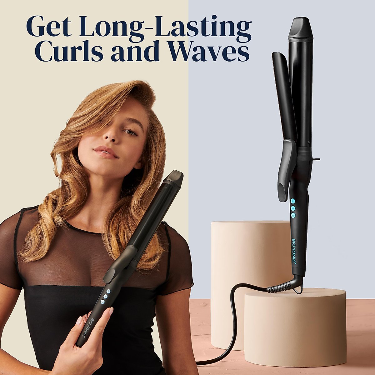 Bio Ionic Long Barrel Styler, 1.25" Curling Iron with Moisture Heat Technology & NanoIonic MX, Verstatile Curling Wand with Longer Barrel for Large Sized Soft Curls & Waves