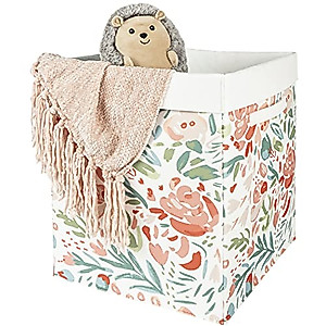 Sammy & Lou Painterly Floral Collapsible Felt Bin Hamper With Two Handles, Great For Holding Toys, Gear, Blankets, Clothes Or Just Keeping Clutter Out Of Sight, 15 in x 18 in x 15 in