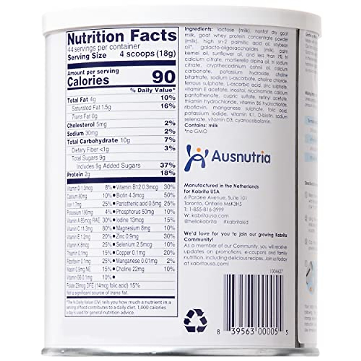 Kabrita Goat Milk Toddler Formula Powder, 28 oz.