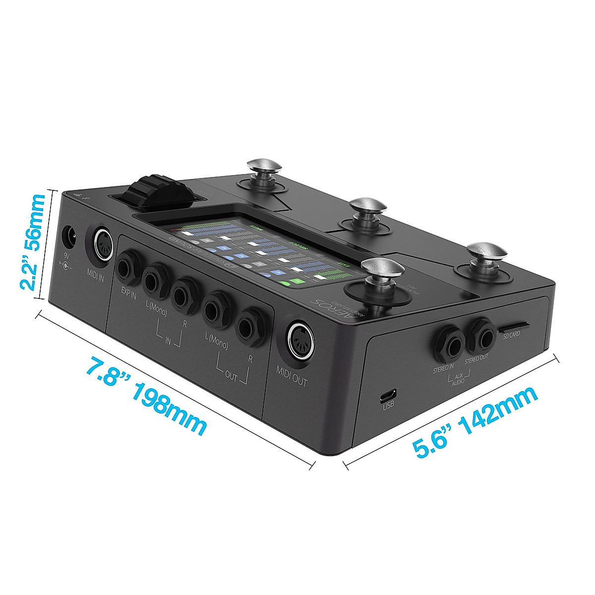 Aeros Loop Studio - 6 Track, Stereo Looper Pedal with Touch Screen and Hands Free Mixing